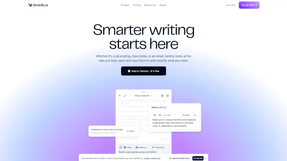 Ventrilo: Écriture Assistée par IA | Productivité et Traduction ...